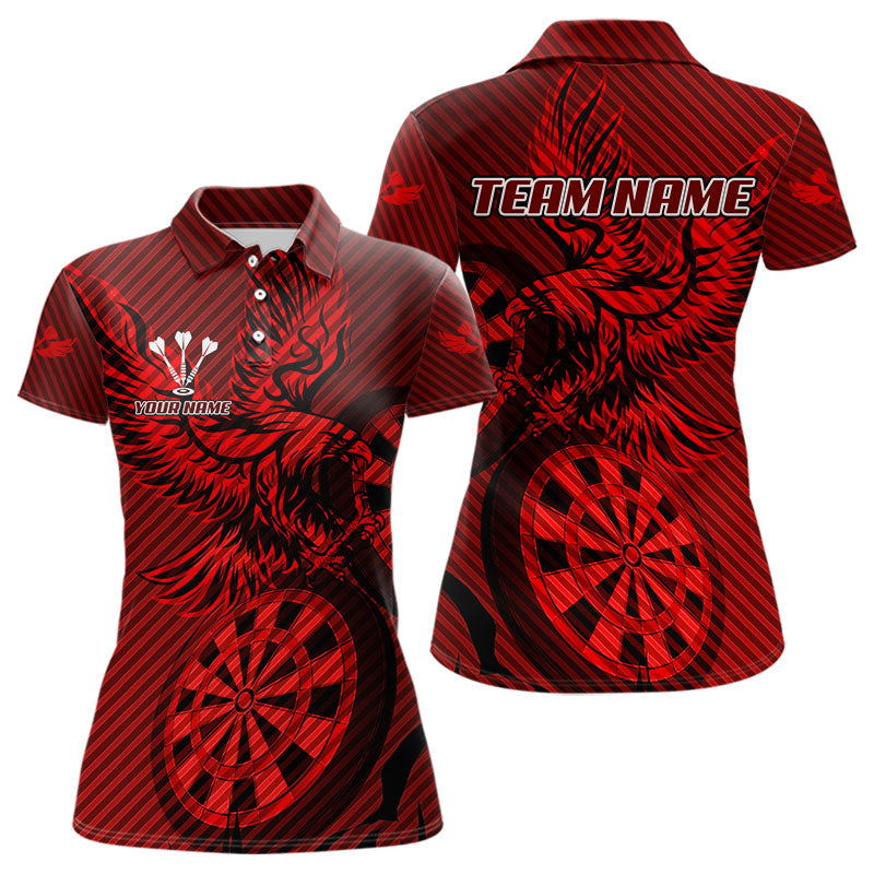 Maxcorners Custom Eagle & Dartboard Red Stripes Dart Polo Shirts For M