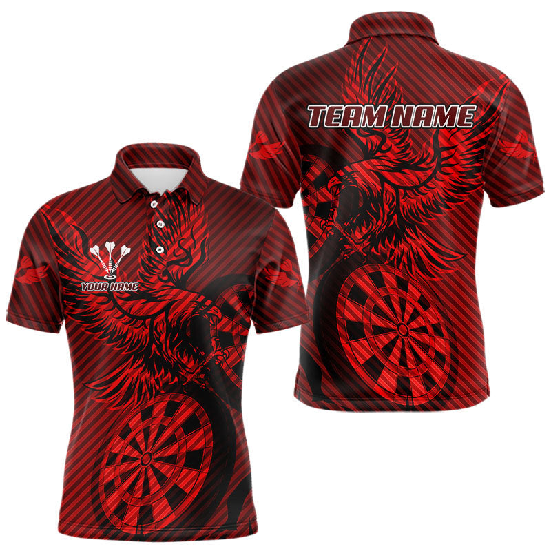 Maxcorners Custom Eagle & Dartboard Red Stripes Dart Polo Shirts For M