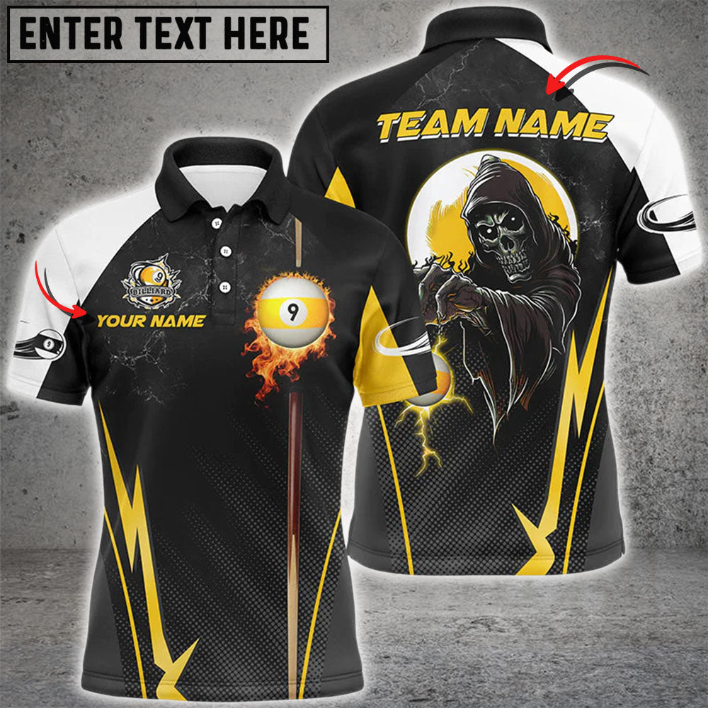 Maxcorners Funny Death Skeleton Billiard Ball 9 Fire And Cue Custom Me